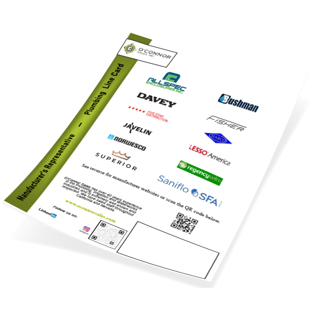 Industry Services Line Cards | O’Connor Sales