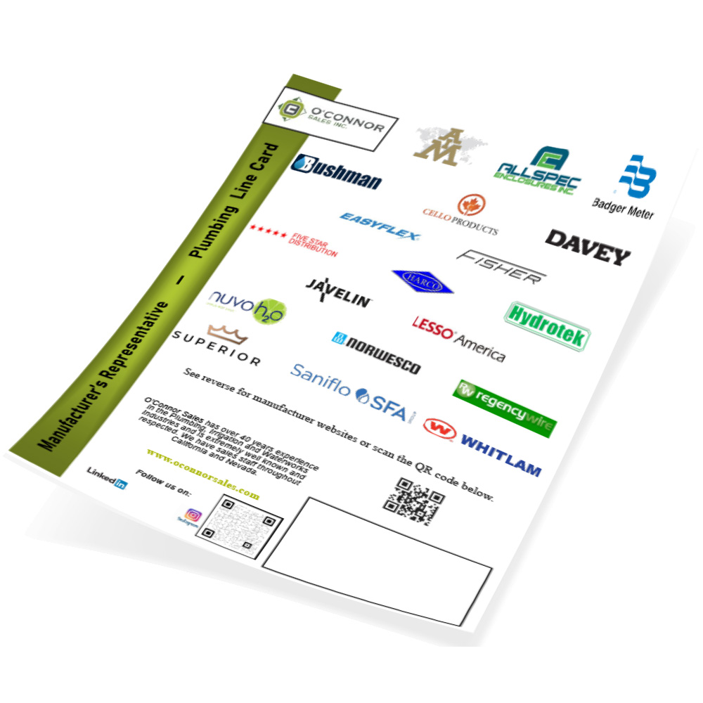 Industry Services Line Cards | O’Connor Sales